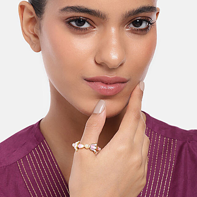 Buy/Send Beauty of Lotus Gold Plated Ring Online- FNP