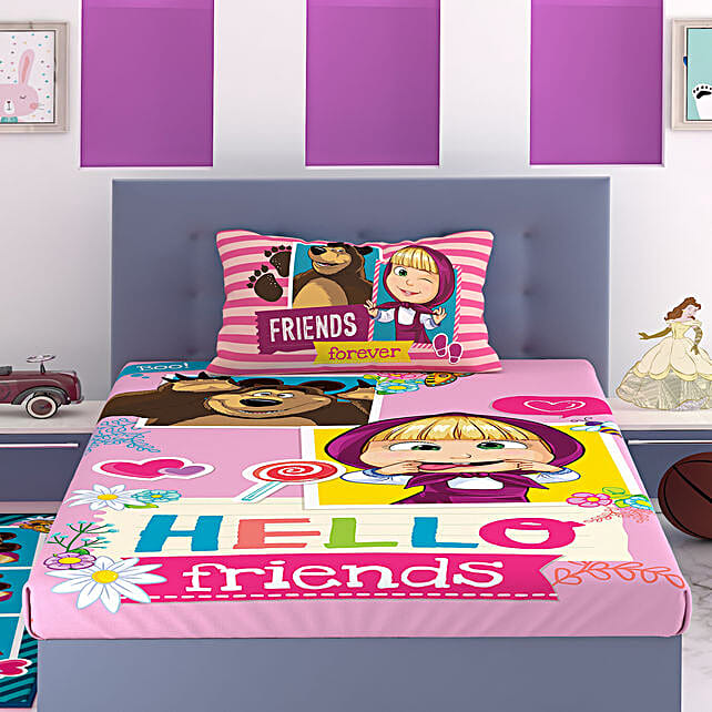 Buy/Send Masha & The Bear Kids Single Bedsheet- P Online- FNP