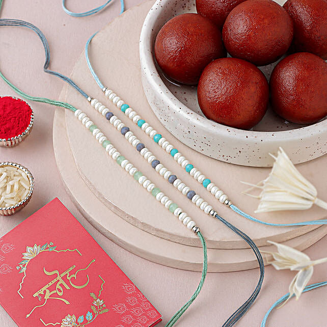 Buy/Send Beads Rakhi Set of 3 & Sweet Treats Online- FNP