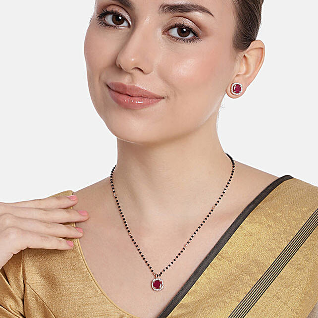 Buy/Send Estele Sparkling Ruby Stones Mangalsutra Set P Online- FNP