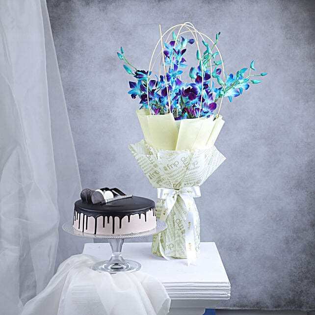 Buy/Send Magical Orchids and Cake Gift Set Online- FNP