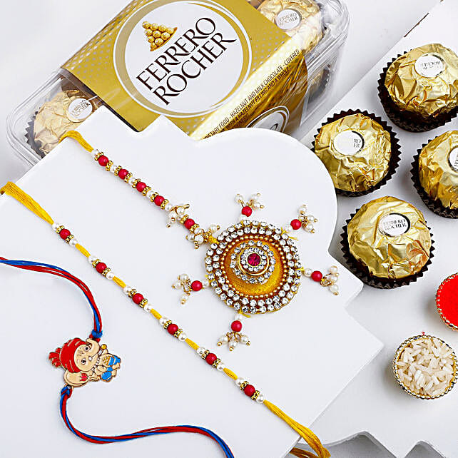 Buy/Send Festive Family Rakhi Set & Chocolate Indulgence Online- FNP