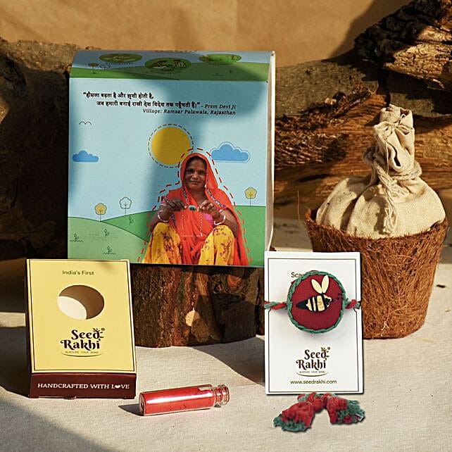 Buy/Send Eco-Friendly Cotton Embroidery Rakhi Set Online- FNP