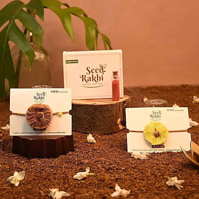 Buy/Send Eco-Friendly Cotton Embroidery Rakhi Set of 2 Online- FNP