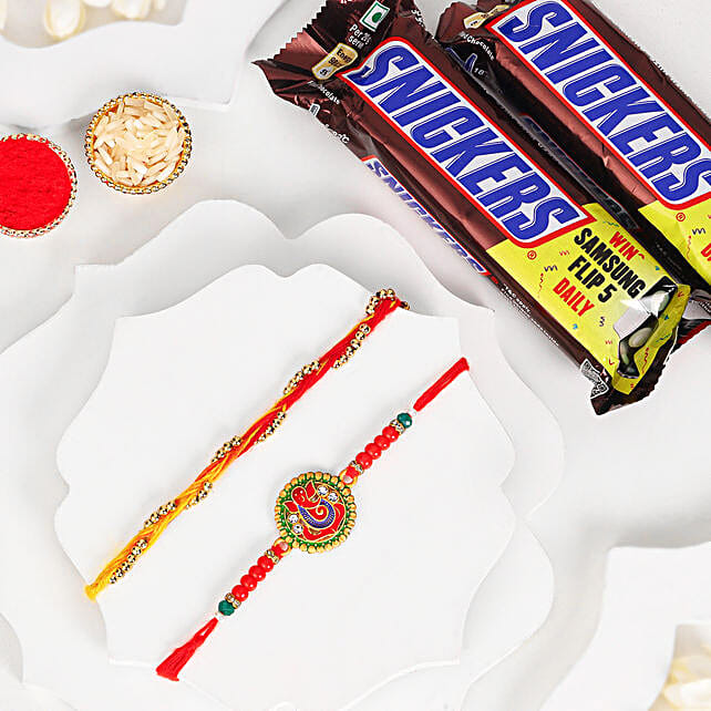 Buy/Send Rakhi Set of 2 & Snickers Combo Online- FNP