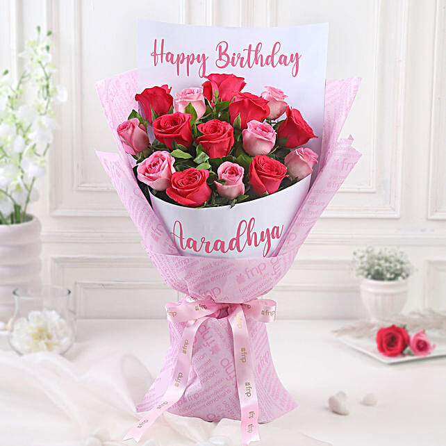 Buy/Send Joyous Personalized Rose Arrangement Online- FNP