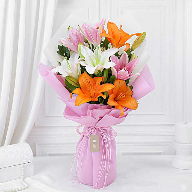 Buy/Send Mixed Asiatic Lilies Bunch Bouquet Online- FNP