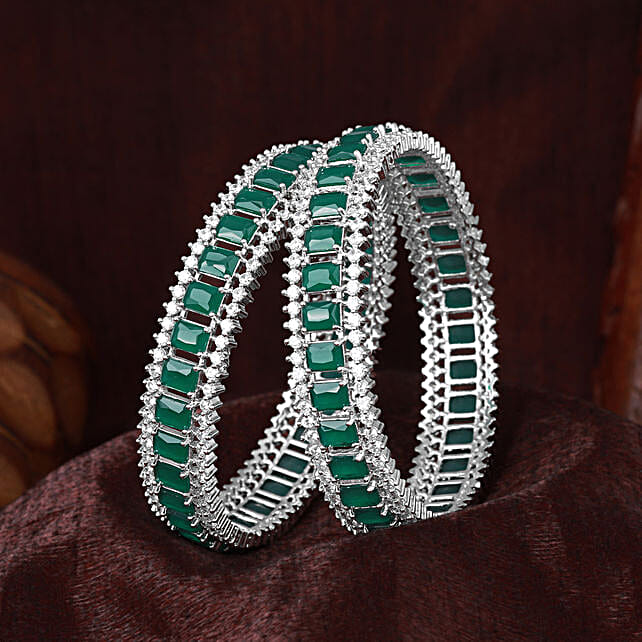 Buy/Send Timeless Radiance Green Bangle Set 2.6 Online- FNP