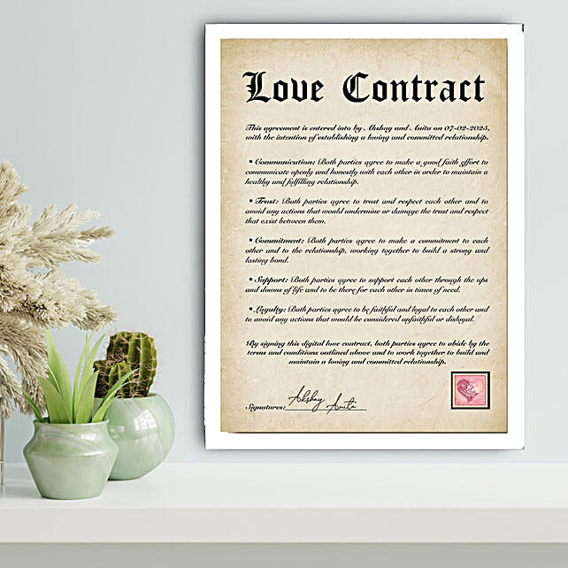 Buy/Send Personalised Love Contract Frame Online- FNP