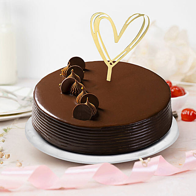 Buy/Send Chocolate Truffle Delicious Cake With Heart Shaped Topper ...