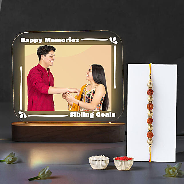 Buy/Send Personalised LED Acrylic Lamp with Rakhi Online- FNP