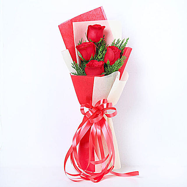 Buy/Send Bundle of Four Red Roses Online- FNP