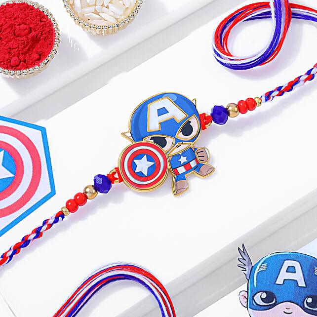 Buy/Send Cool Captain America Rakhi for Kids Online- FNP