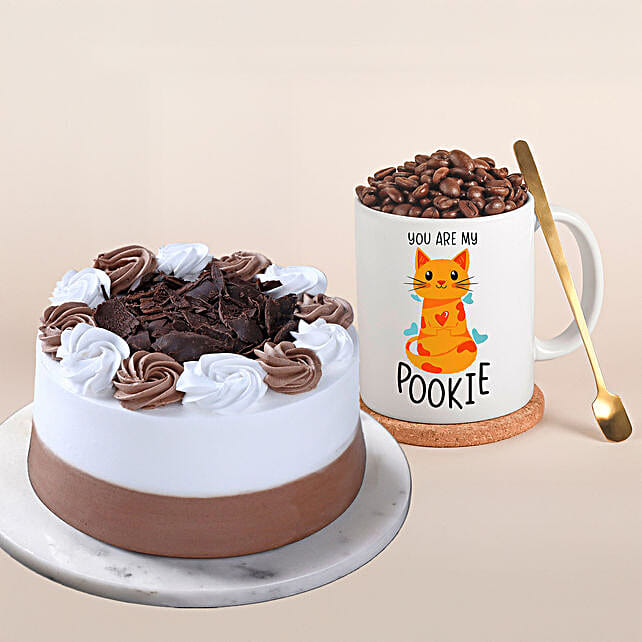Buy/Send Black Forest Bento Cake N Pookie White Mug Online- FNP