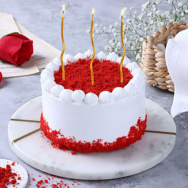 Buy/Send Festive Red Velvet Bento Cake with Swirl Candles Online- FNP