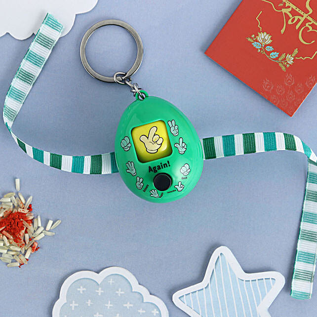 Playful Rock-Paper-Scissors Toy Rakhi- Green mauritius | Gift Playful ...