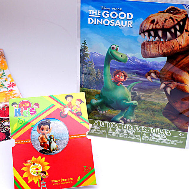 Kids Rakhi And Dinosaur Tattoo Combo oman | Gift Kids Rakhi And ...