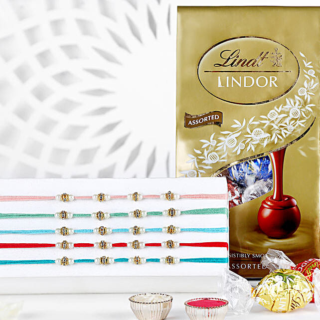 Embellished Love Beads Rakhi Set & Lindt Lindor Pack philippines | Gift ...