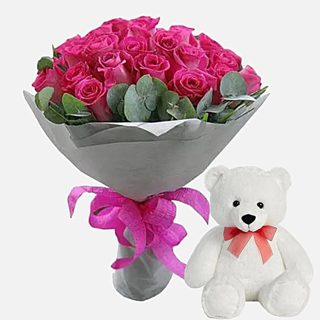 Lovely Roses And Soft Toy Combo qatar | Gift Lovely Roses And Soft Toy ...