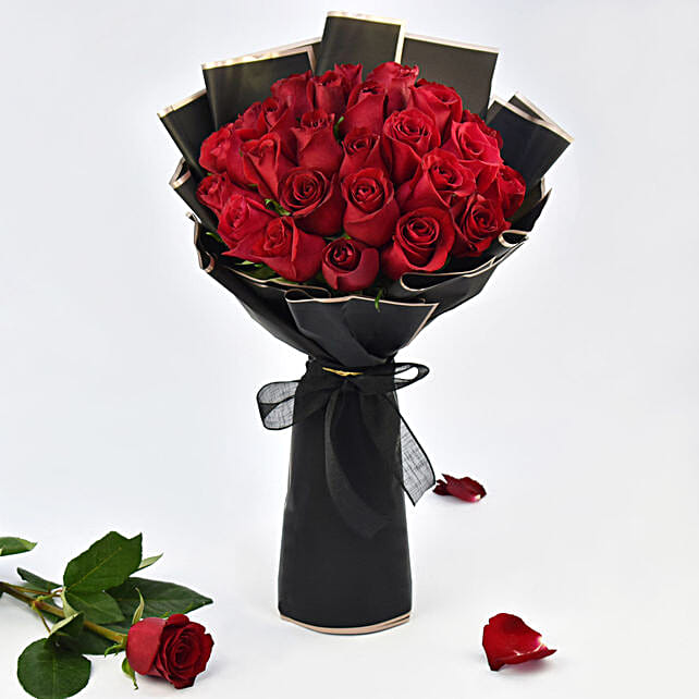 35 Red Roses Hand Bouquet qatar | Gift 35 Red Roses Hand Bouquet- FNP