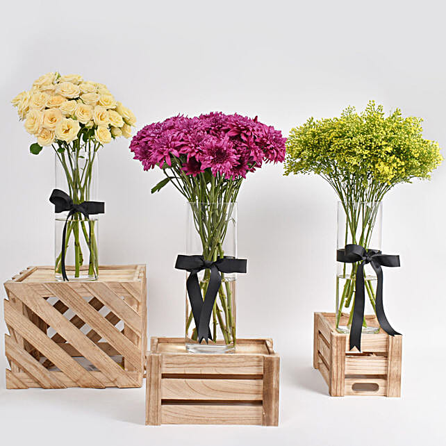 Beautiful Flowers Set of 3 qatar | Gift Beautiful Flowers Set of 3- FNP