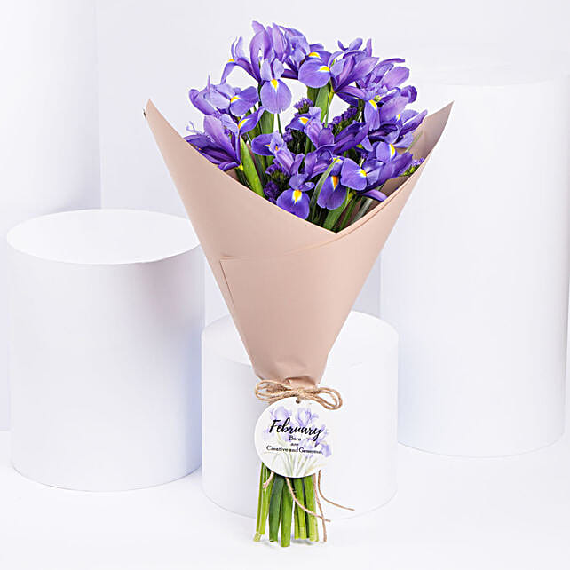 February Birthday Iris Flowers Bouquet qatar | Gift February Birthday ...