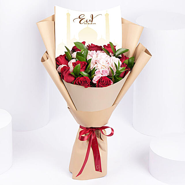 Roses & Hydrangea Bouquet | Eid Mubarak qatar | Gift Roses & Hydrangea ...