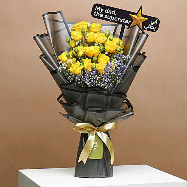 Golden Twilight Roses Bouquet | Father's Day qatar | Gift Golden ...