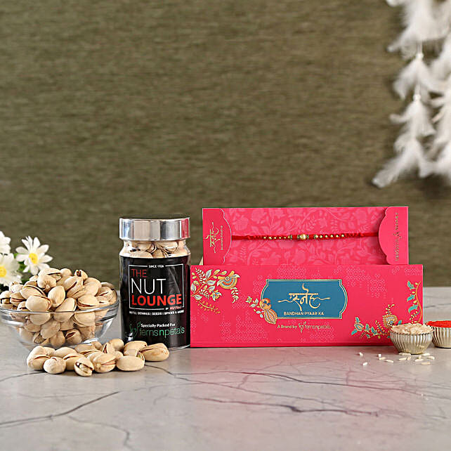 Fancy Rakhi and Pista Jar romania | Gift Fancy Rakhi and Pista Jar- FNP