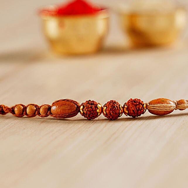 Elegant Red Rudraksh Rakhi russia | Gift Elegant Red Rudraksh Rakhi- FNP