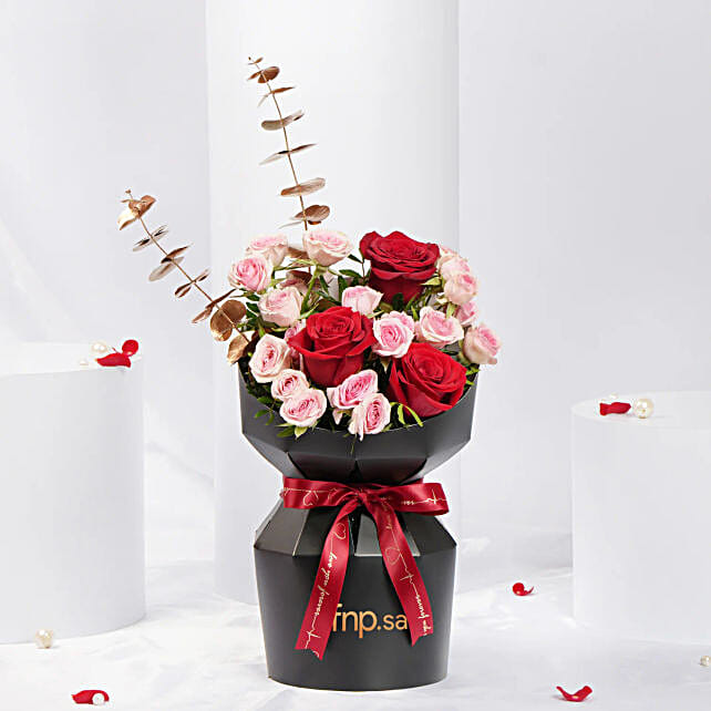 Red N Pink Love Roses Bouquet saudi-arabia | Gift Red N Pink Love Roses ...