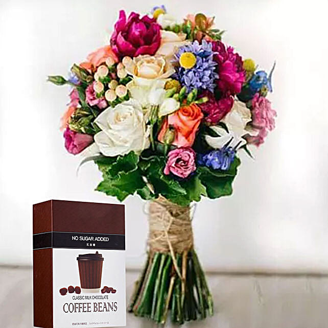 Colourful Flowers And Milk Coffee Beans singapore | Gift Colourful ...