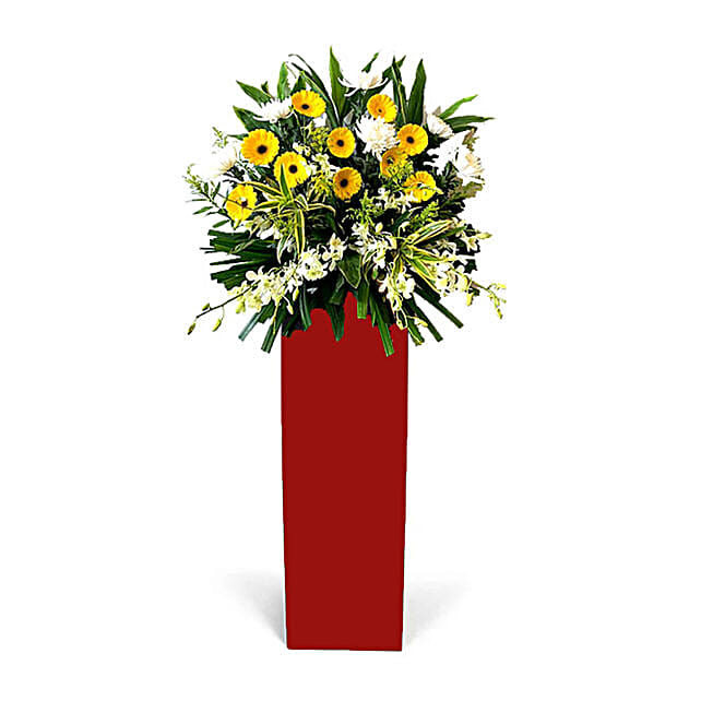 Beautiful Mixed Flowers Arrangement With Red Stand singapore | Gift ...