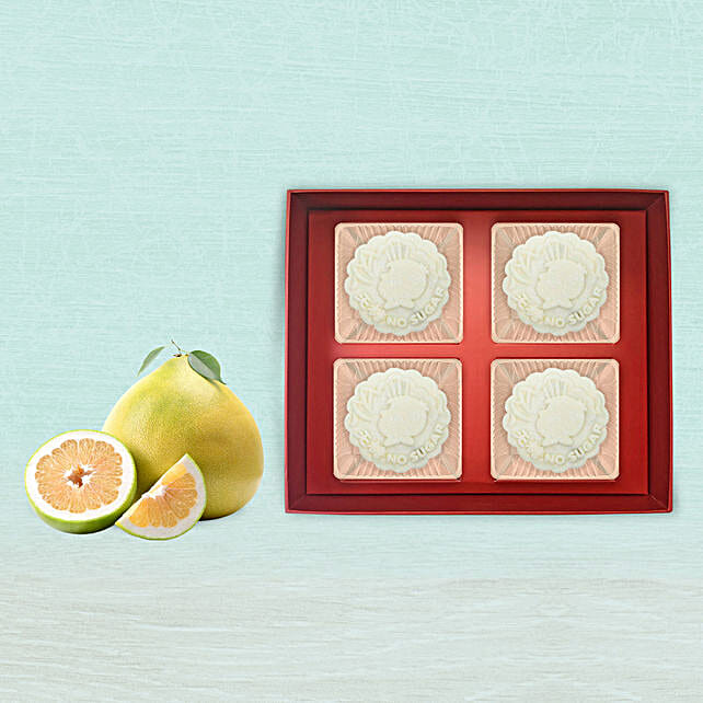 Lotus Pure Snowskin Mooncake With 3 Pcs Pomelo Fruit singapore | Gift ...