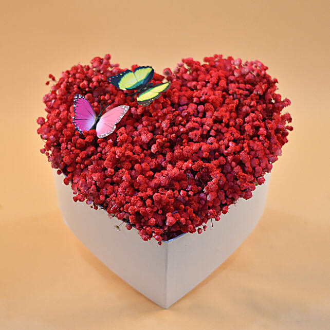 Red Baby Breath Heart Shaped Box singapore | Gift Red Baby Breath Heart ...