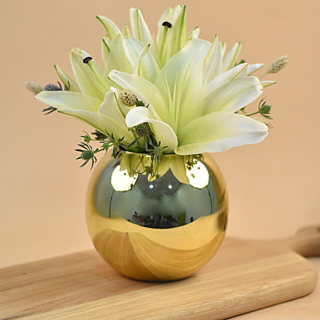 Classy Yellow Lily Fish Bowl Vase singapore | Gift Classy Yellow Lily ...