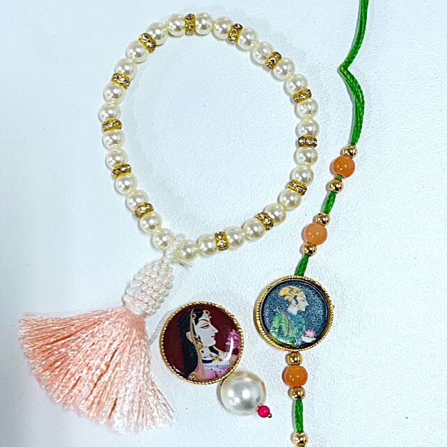 Pearly Designer Lumba Rakhi Set singapore | Gift Pearly Designer Lumba ...