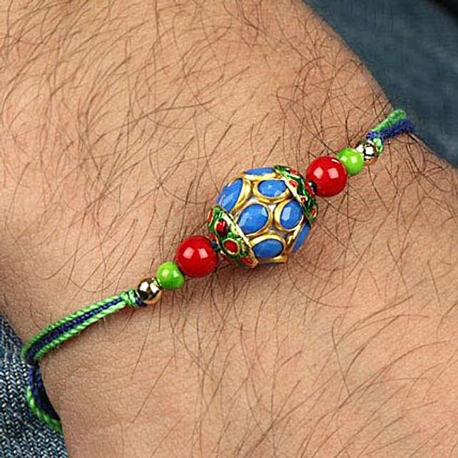 Precious Blue Stone Rakhi TAI taiwan | Gift Precious Blue Stone Rakhi ...