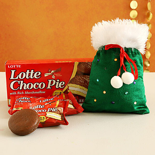 Choco Pie In Furry Green Pouch taiwan | Gift Choco Pie In Furry Green ...