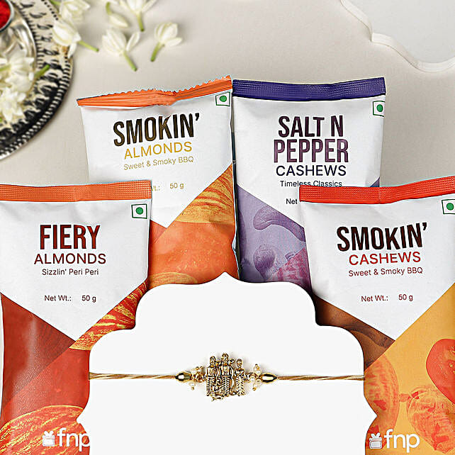 Ethereal Embrace Ram Darbar Rakhi & Seasoned Nuts thailand | Gift Ethereal Embrace Ram Darbar ...