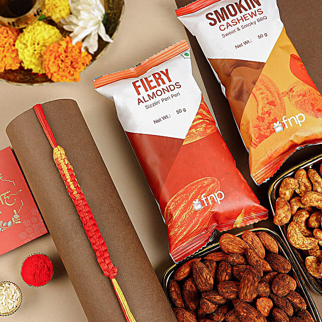 Traditional Mauli Thread Rakhi & Nuts thailand | Gift Traditional Mauli Thread Rakhi & Nuts- FNP