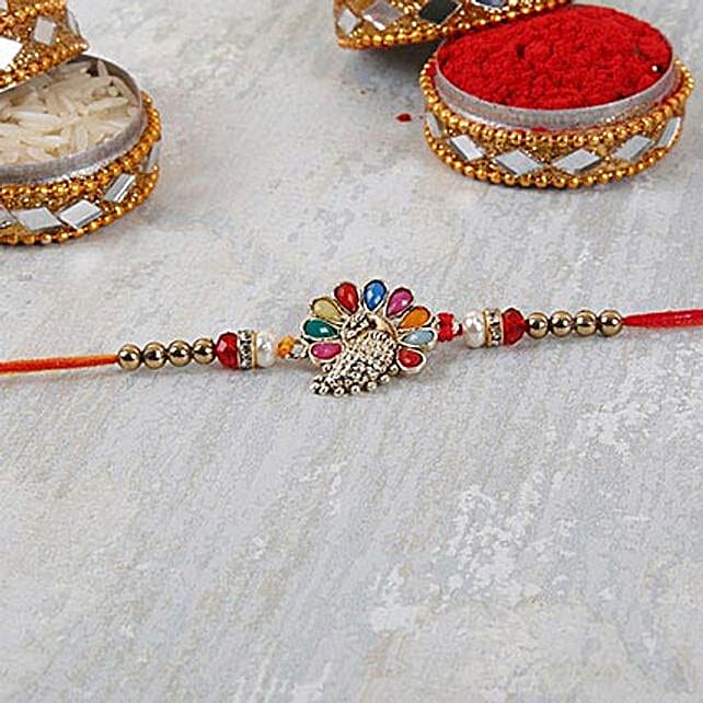 Colorful Designer Peacock Rakhi uae | Gift Colorful Designer Peacock ...