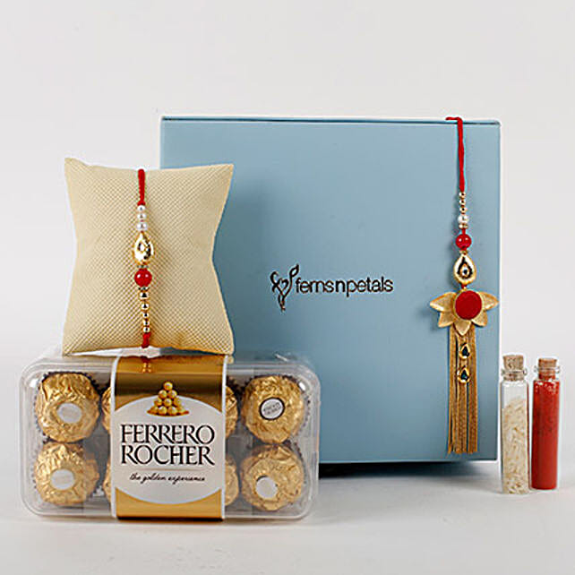 Pretty Rakhi Rocher Combo uae | Gift Pretty Rakhi Rocher Combo- FNP