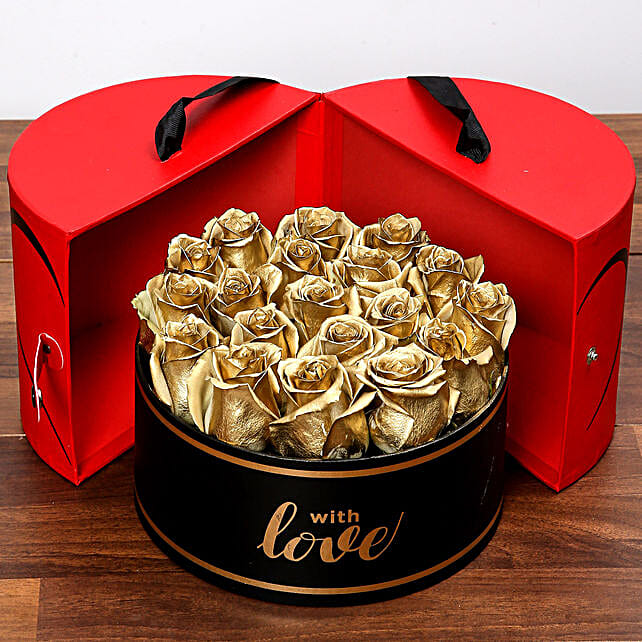 Grand Box Of Golden Roses uae | Gift Grand Box Of Golden Roses- FNP