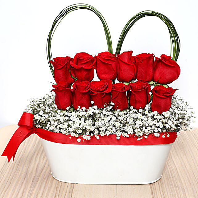 Decorative Red Roses Pot uae | Gift Decorative Red Roses Pot- FNP