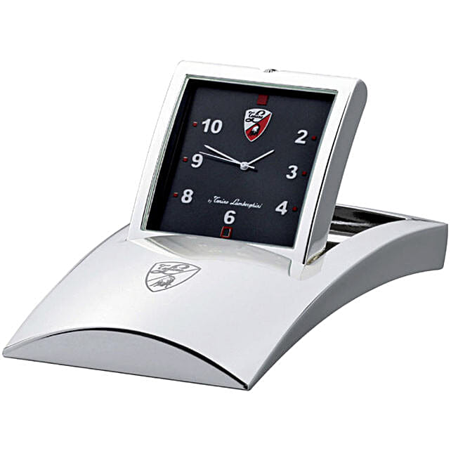 Silver Plated Foldable Clock uae | Gift Silver Plated Foldable Clock- FNP
