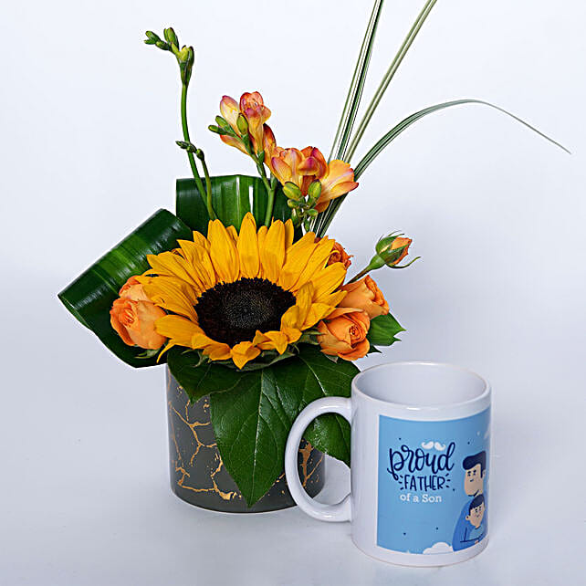 Sunflower and Proud Father Mug uae | Gift Sunflower and Proud Father ...