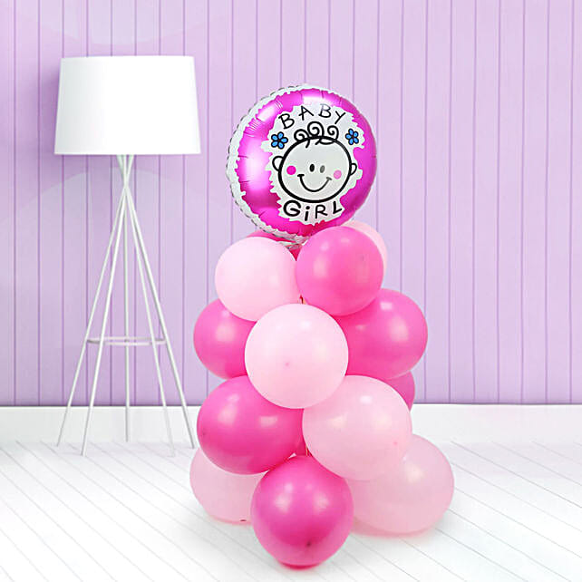 Baby Girl Balloon Pillar uae | Gift Baby Girl Balloon Pillar- FNP