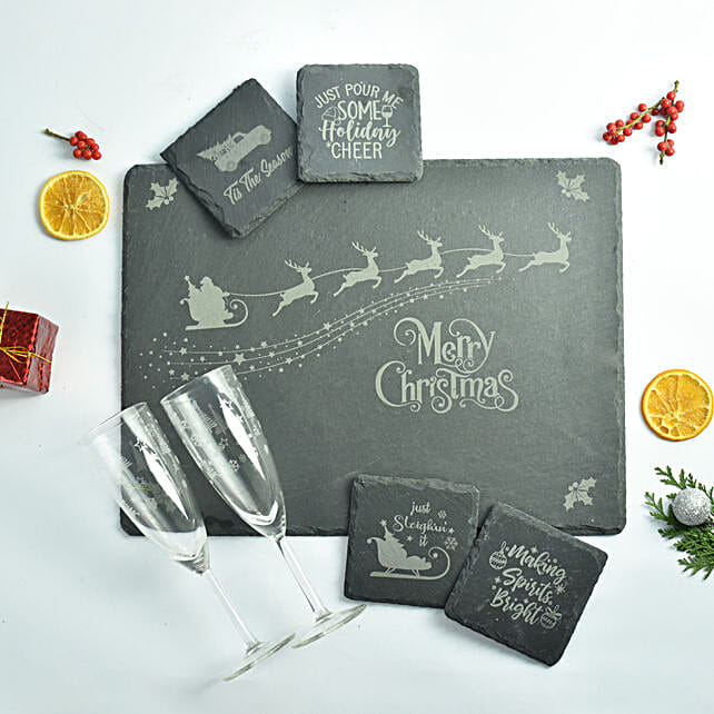 Sleighin Santa Slate Board Set With Glasses uae | Gift Sleighin Santa ...