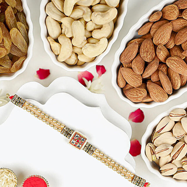 Regal Ethnic Work Rakhi N Mixed Nuts uae | Gift Regal Ethnic Work Rakhi ...